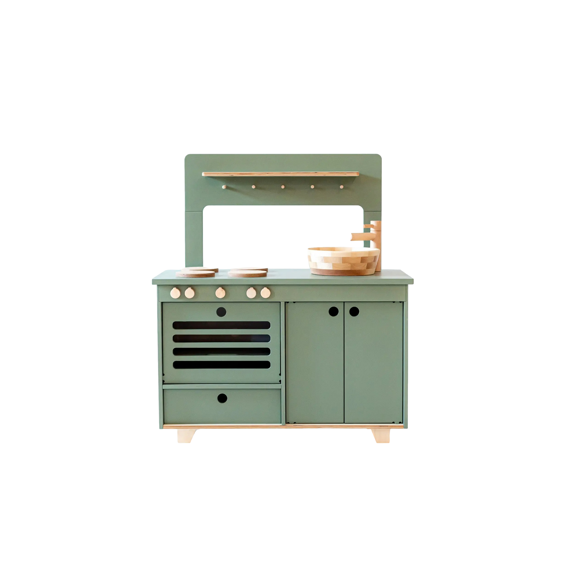 Wooden Play Kitchen (Green) – Mayker Interiors